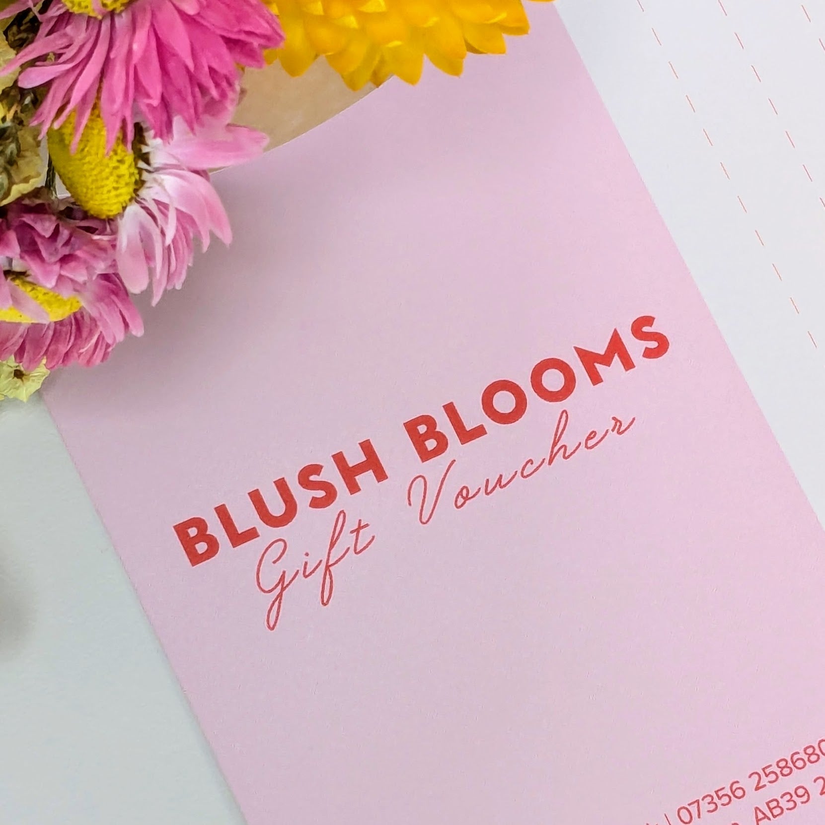 Blush Blooms Physical Gift Card | Posted Gift Voucher UK